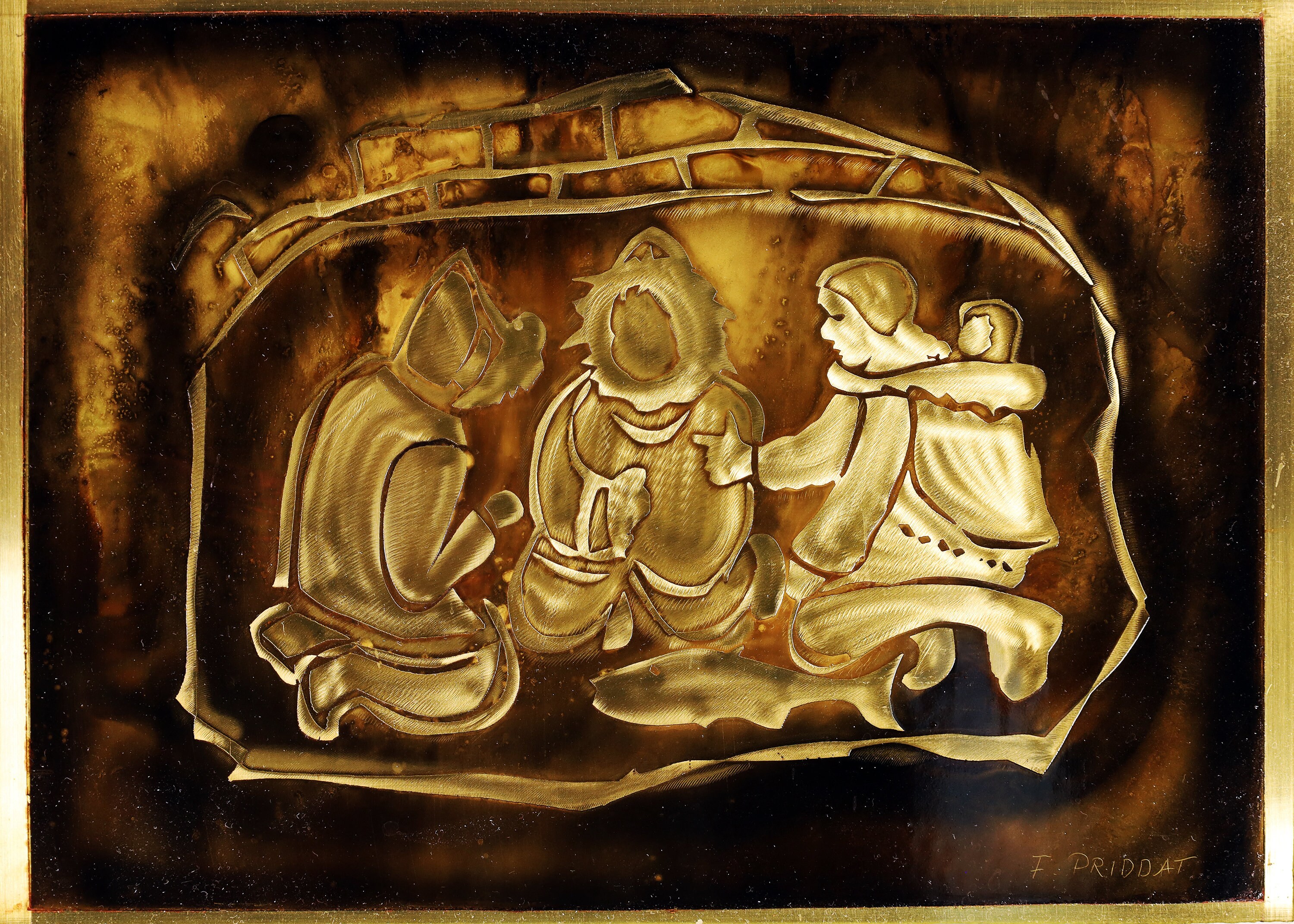 Vintage Inuit Eskimo Copper Acid Art Engraving Metal Etching by ...