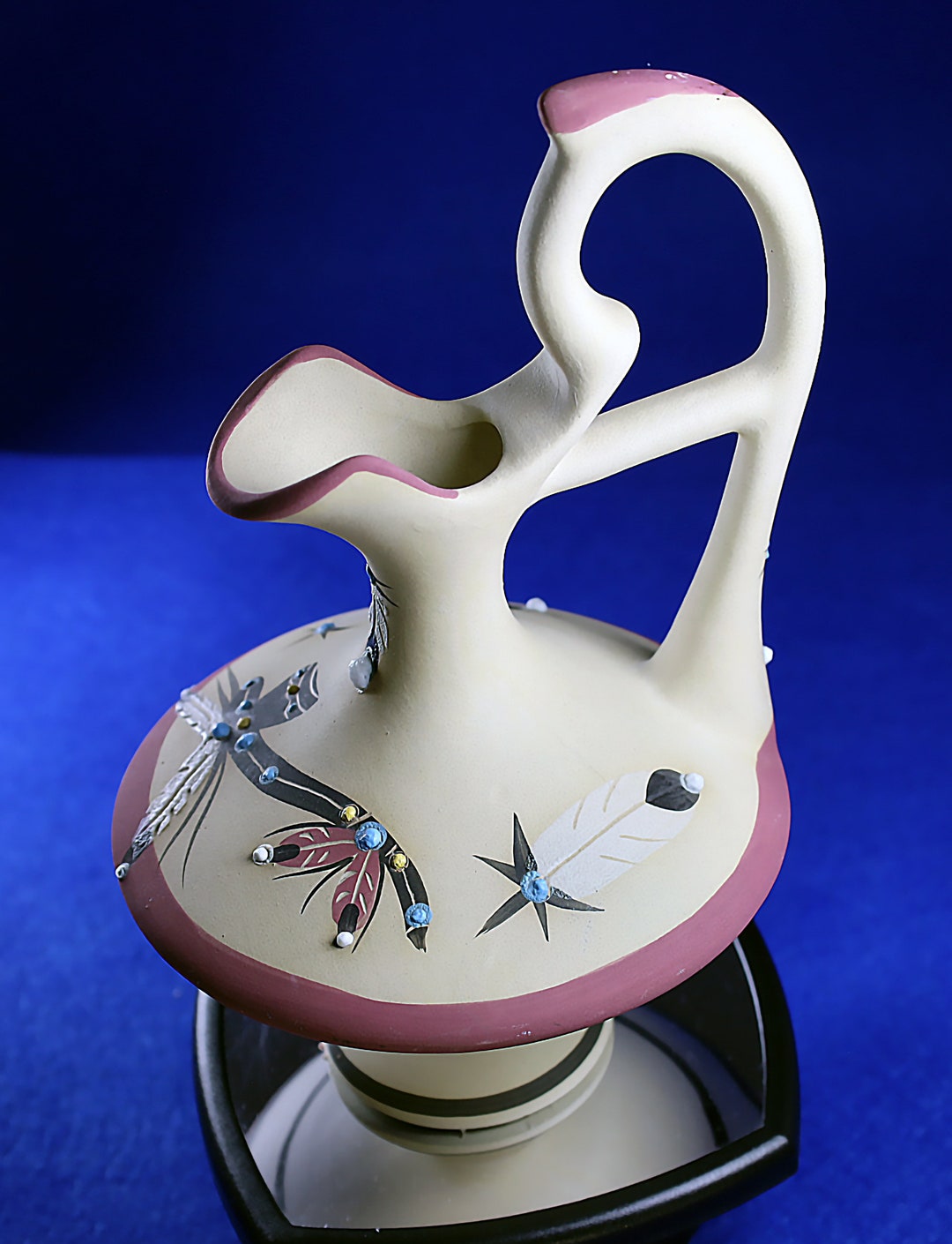 Betty Selby Vintage Navajo Style Pitcher Vase With Peace Pipe - Etsy