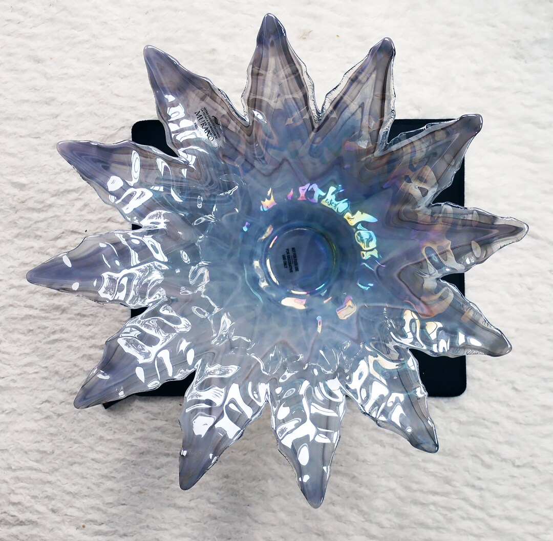 Murano Flower Bowl With Abalone-like Iridescence Lavorazione Arte Italy Art Glass - Etsy