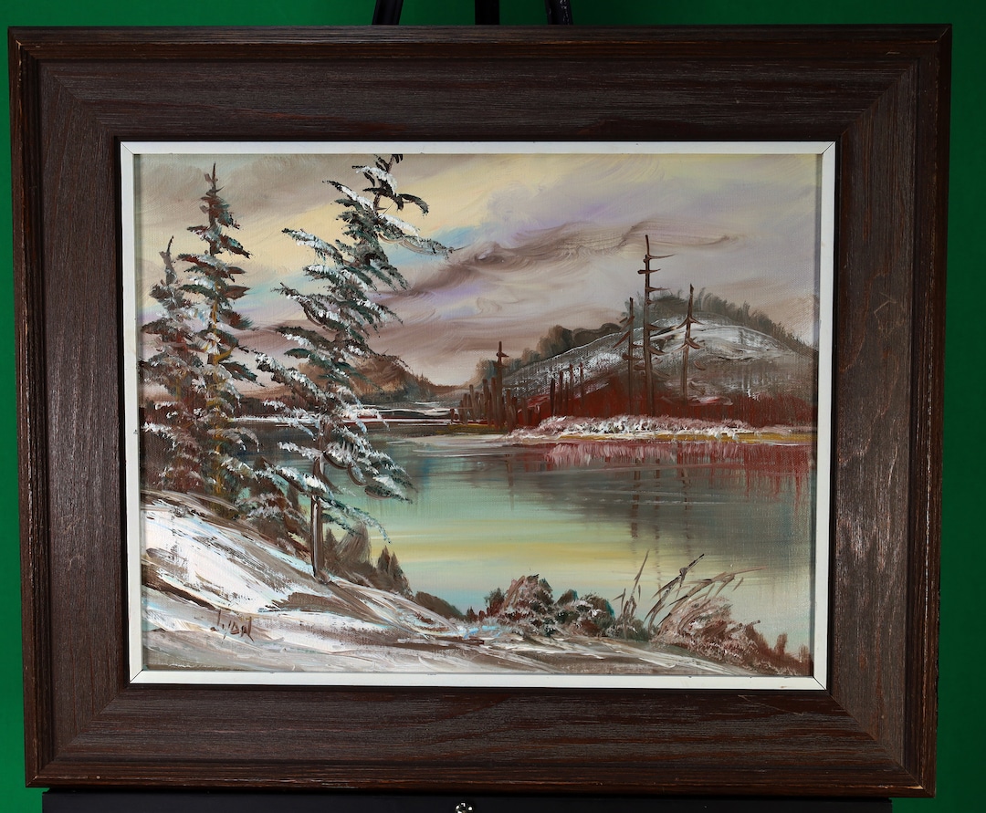 Rocky Mountain Foothills Lake Alberta Landscape Original Oil Painting ...