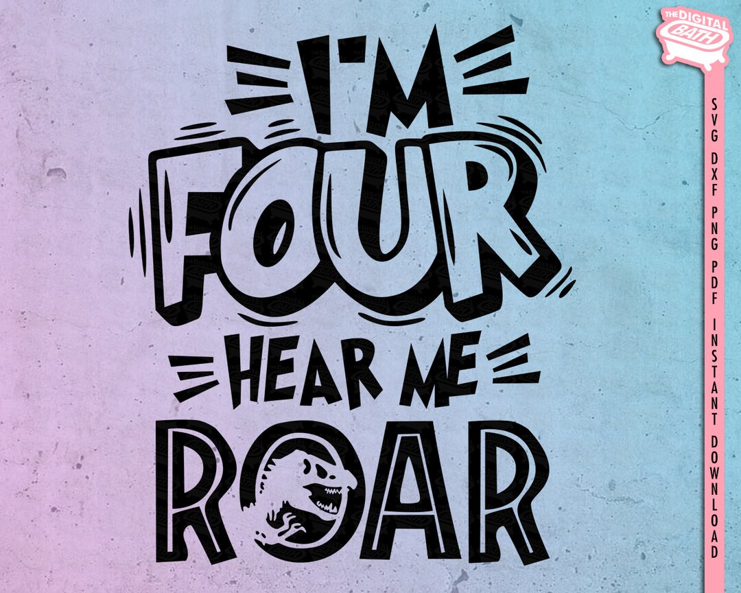 I Am FOUR Shirt Svg, Fourth Birthday Svg, Dinosaur Birthday Svg ...