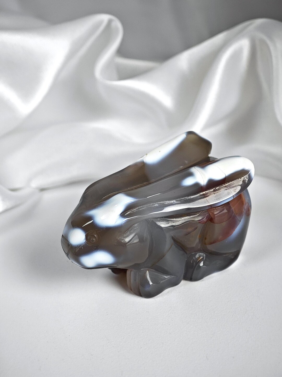 Natural ORCA AGATE Crystal Bunny | Hand Carved Orca Agate Rabbit ...