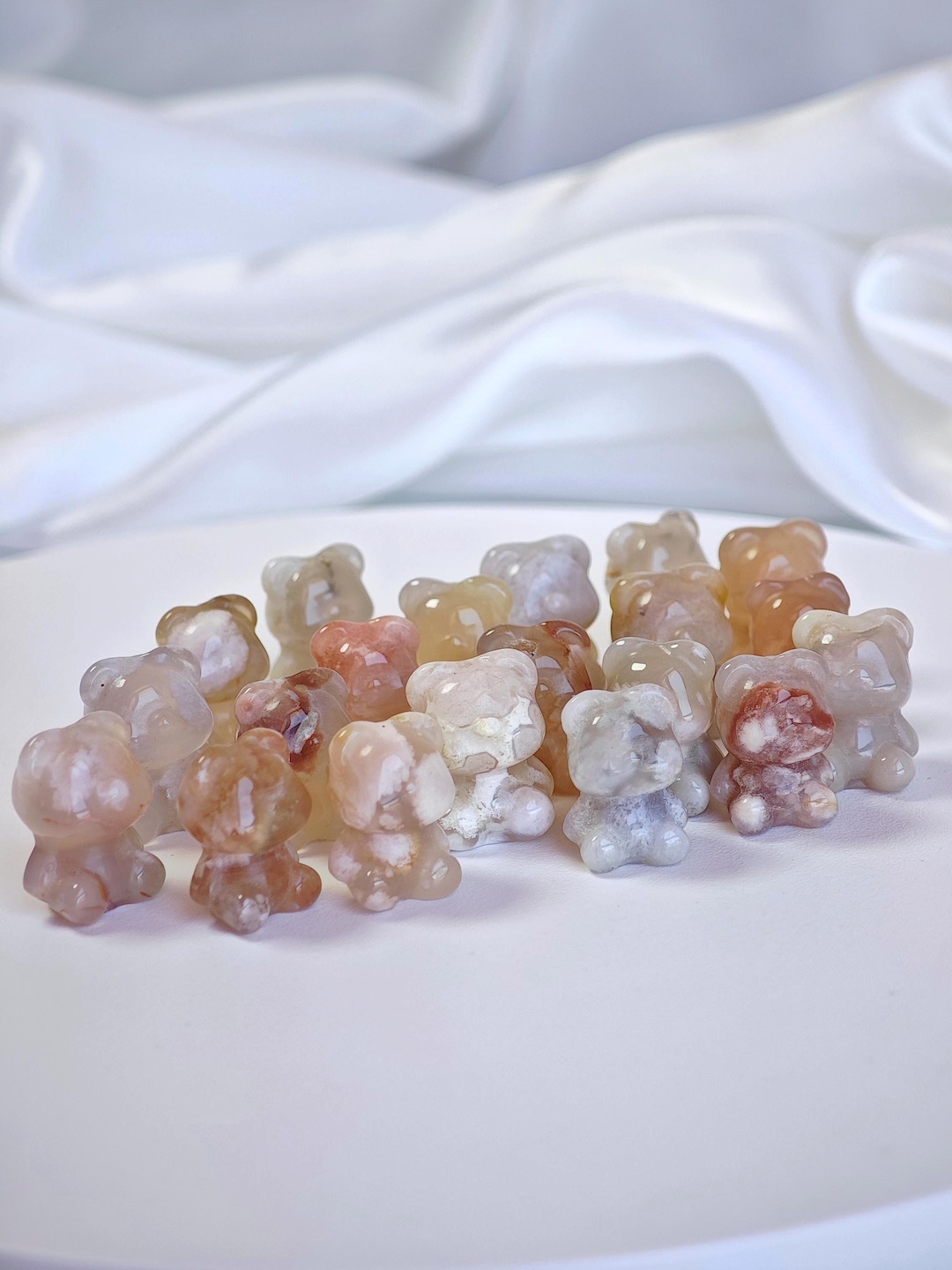 MINI FLOWER AGATE Crystal Bears | Cute Flower Agate Crystal Mini Teddy ...