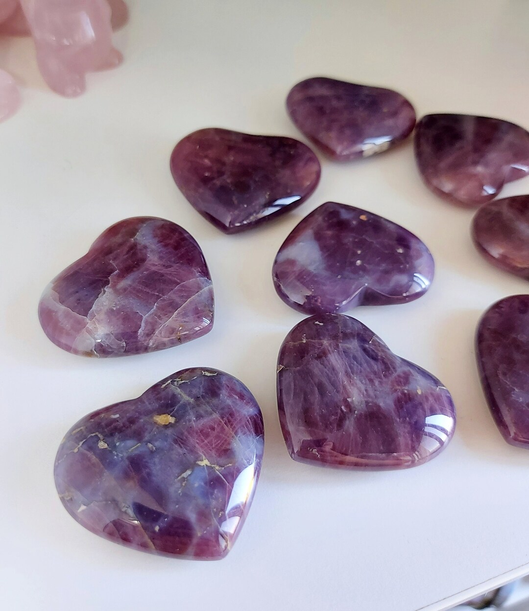 VERY RARE Dark Purple Lavender and Blue Rose Quartz Hearts | Very High ...