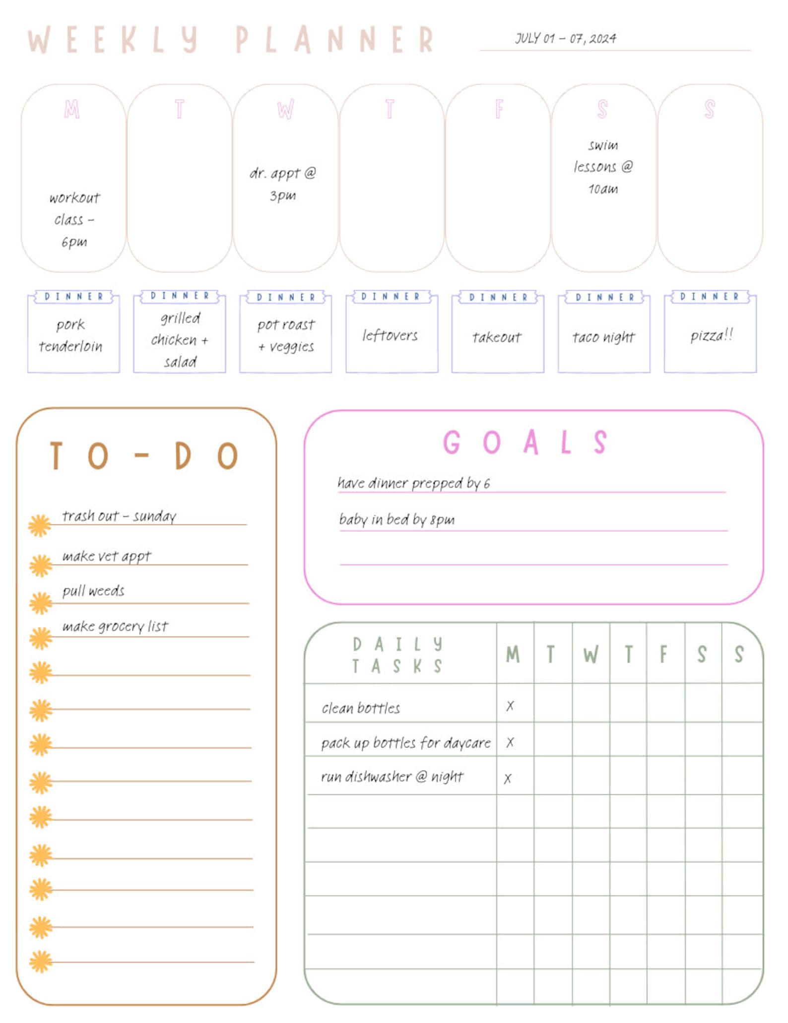 WEEKLY PLANNER TEMPLATE - Etsy