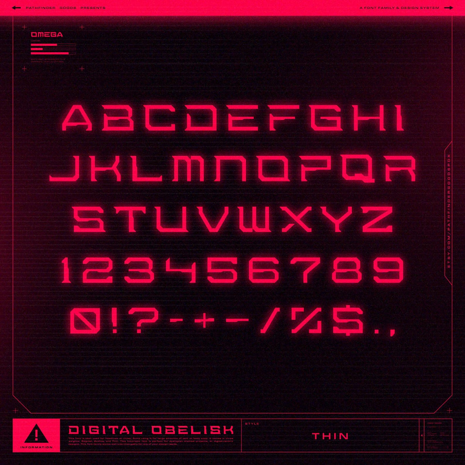 Digital Obelisk – Cyberpunk Futuristic Font – Pathfinder Goods PDX - Etsy