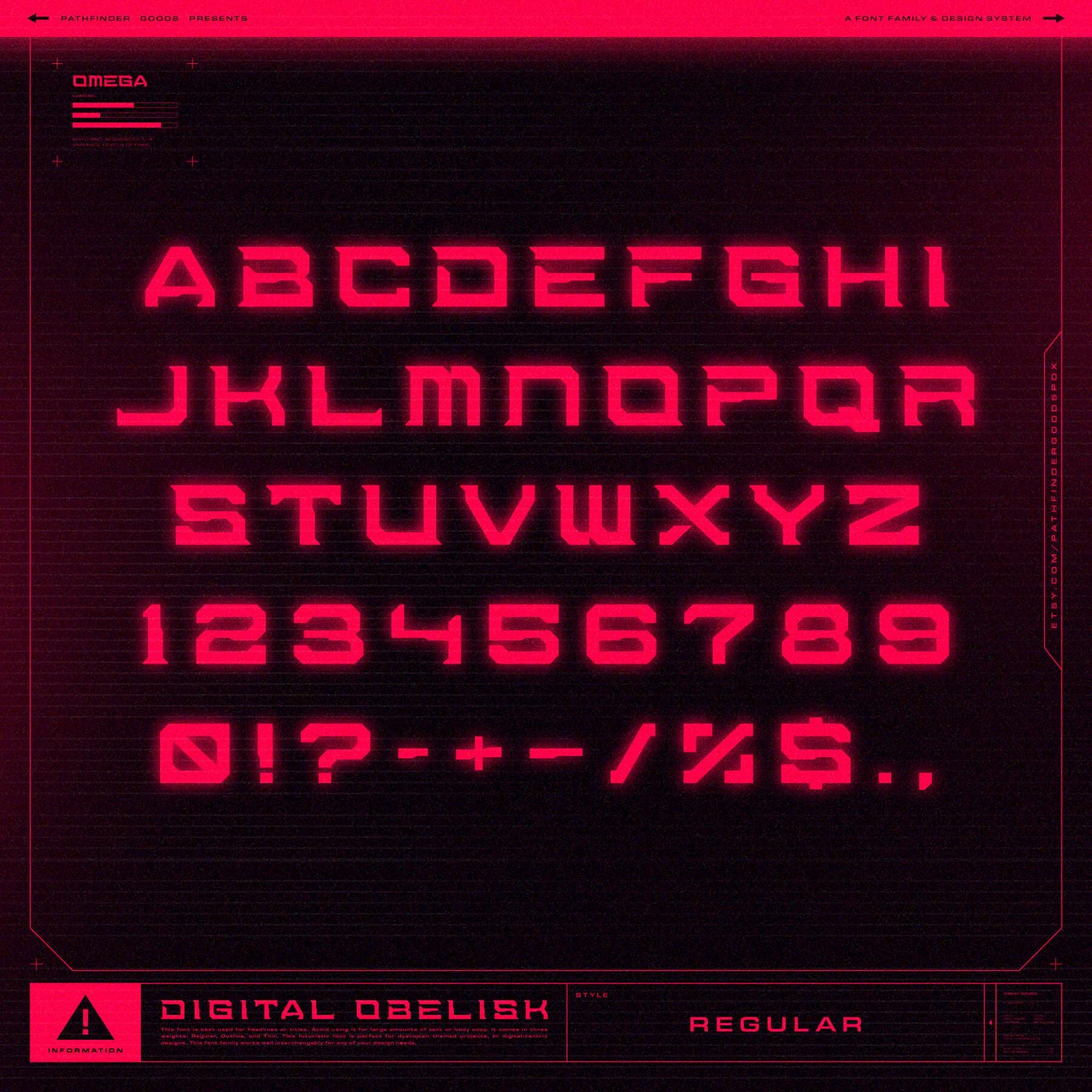 Digital Obelisk – Cyberpunk Futuristic Font – Pathfinder Goods PDX - Etsy