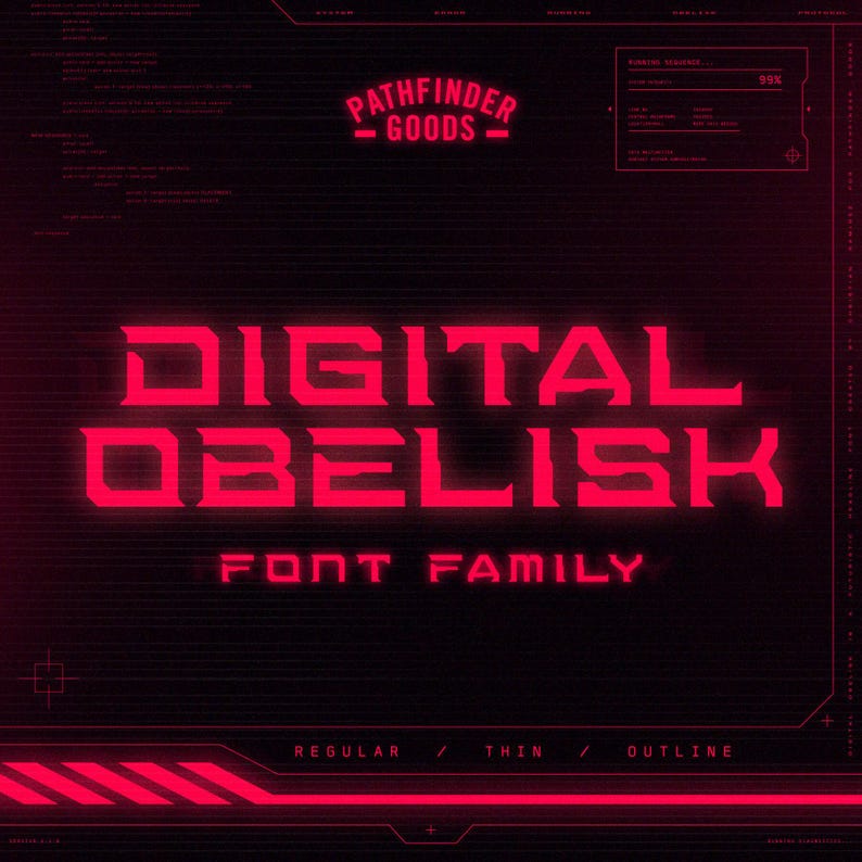 Digital Obelisk – Cyberpunk Futuristic Font – Pathfinder Goods PDX - Etsy