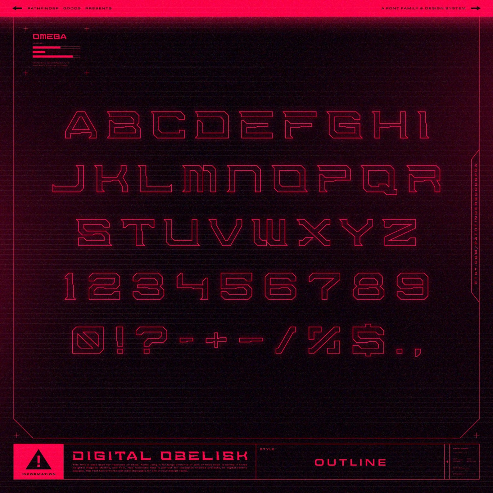 Digital Obelisk – Cyberpunk Futuristic Font – Pathfinder Goods PDX - Etsy