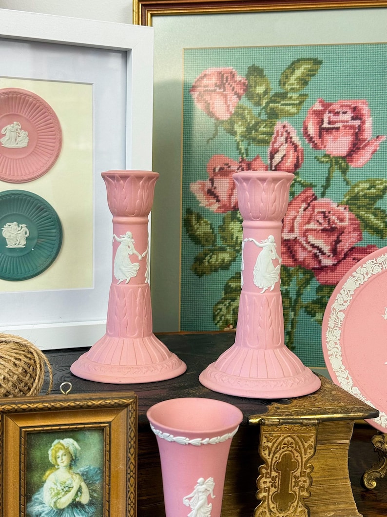 Wedgwood Pink Jasperware Collections, Trinket Box, Trinket Dish, Candle ...