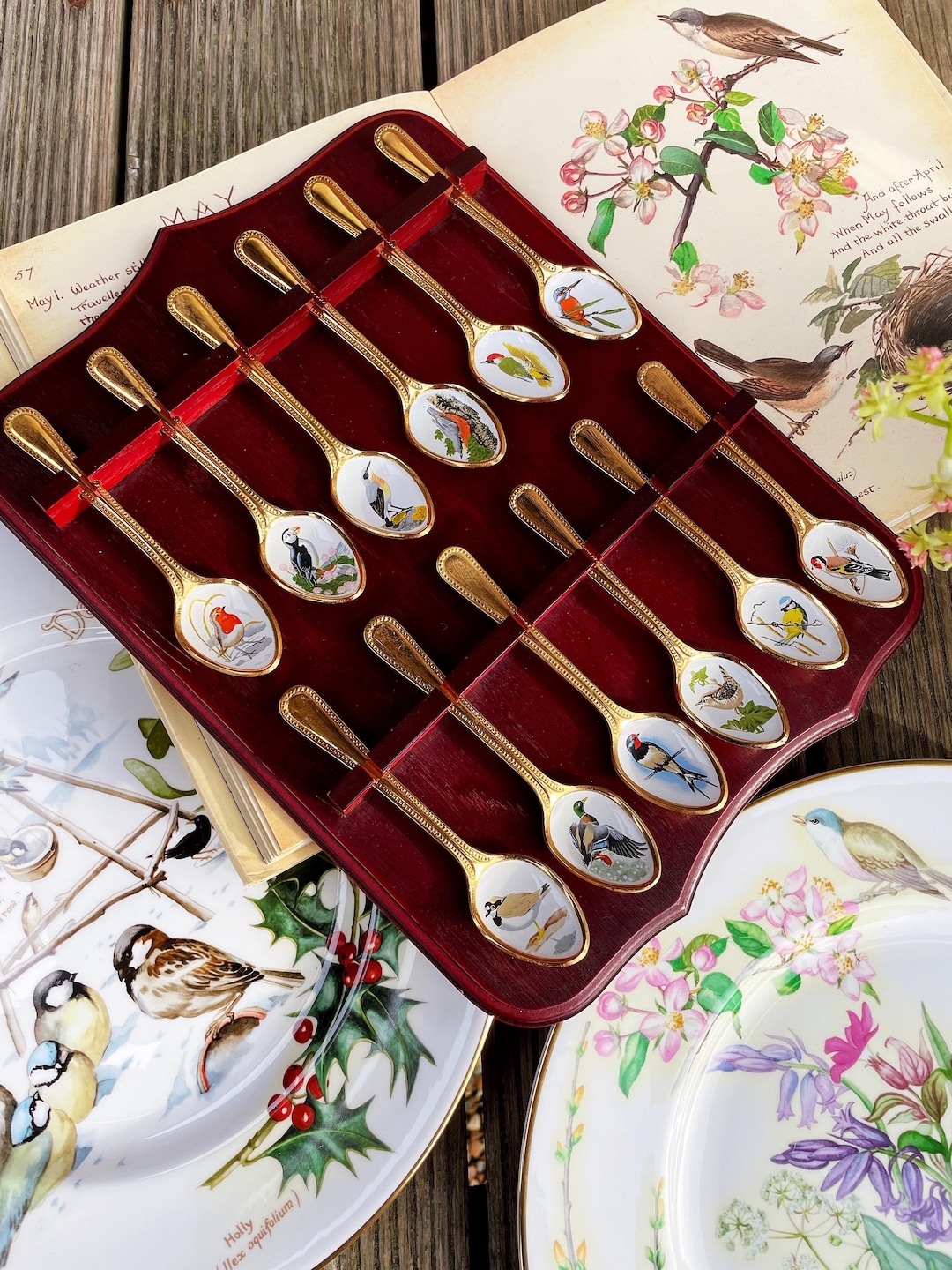 Spink Gold Plated Collector’s Tea/coffee Spoons - Birds and Floral ...