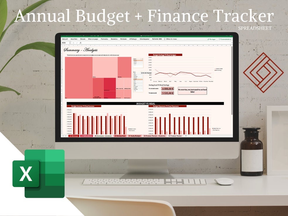 Annual Budget Excel Spreadsheet | Monthly Budget Template | Expense ...