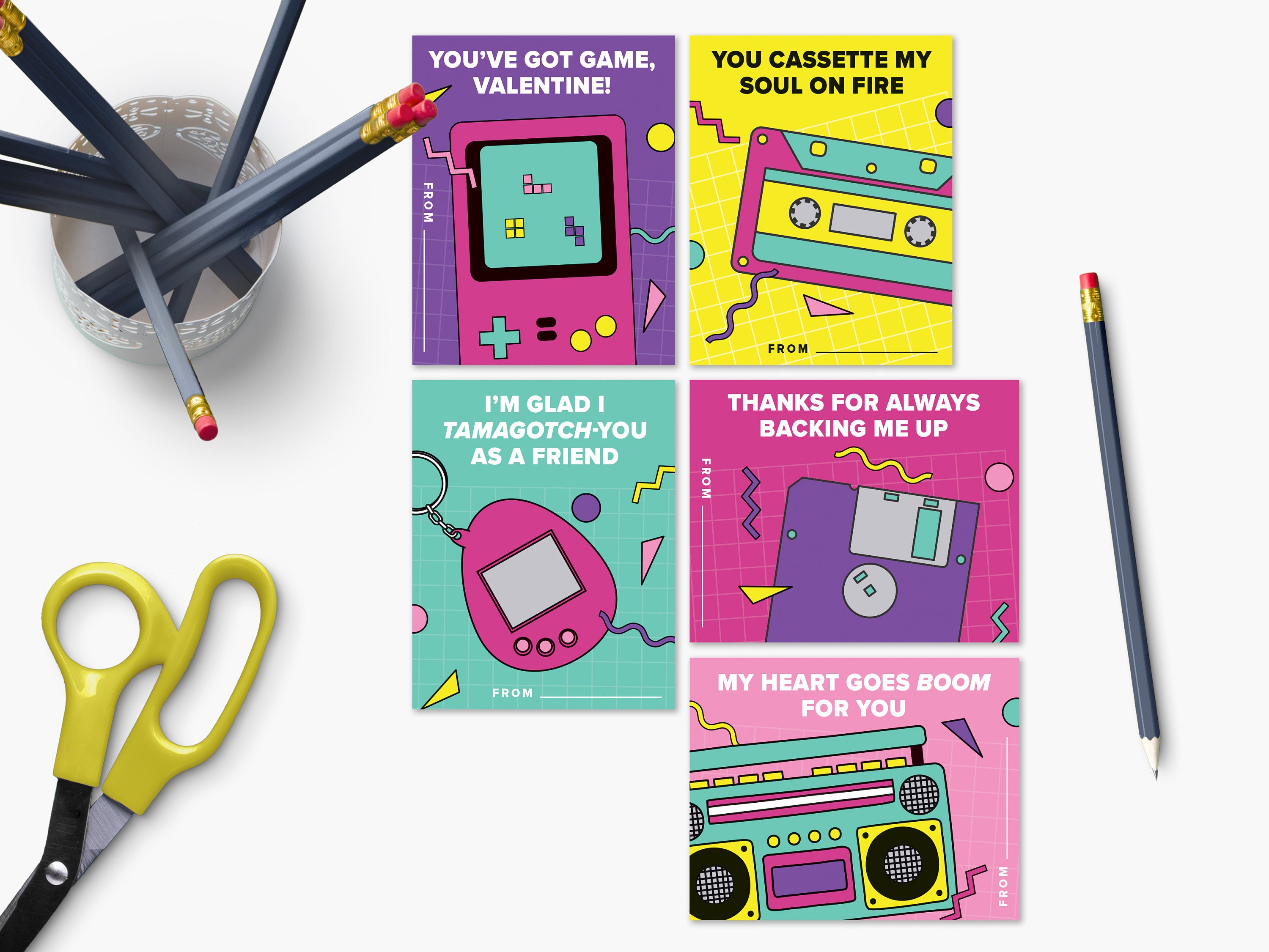 1990s Printable Valentines for Kids School Classroom Girl Boy Cards ...