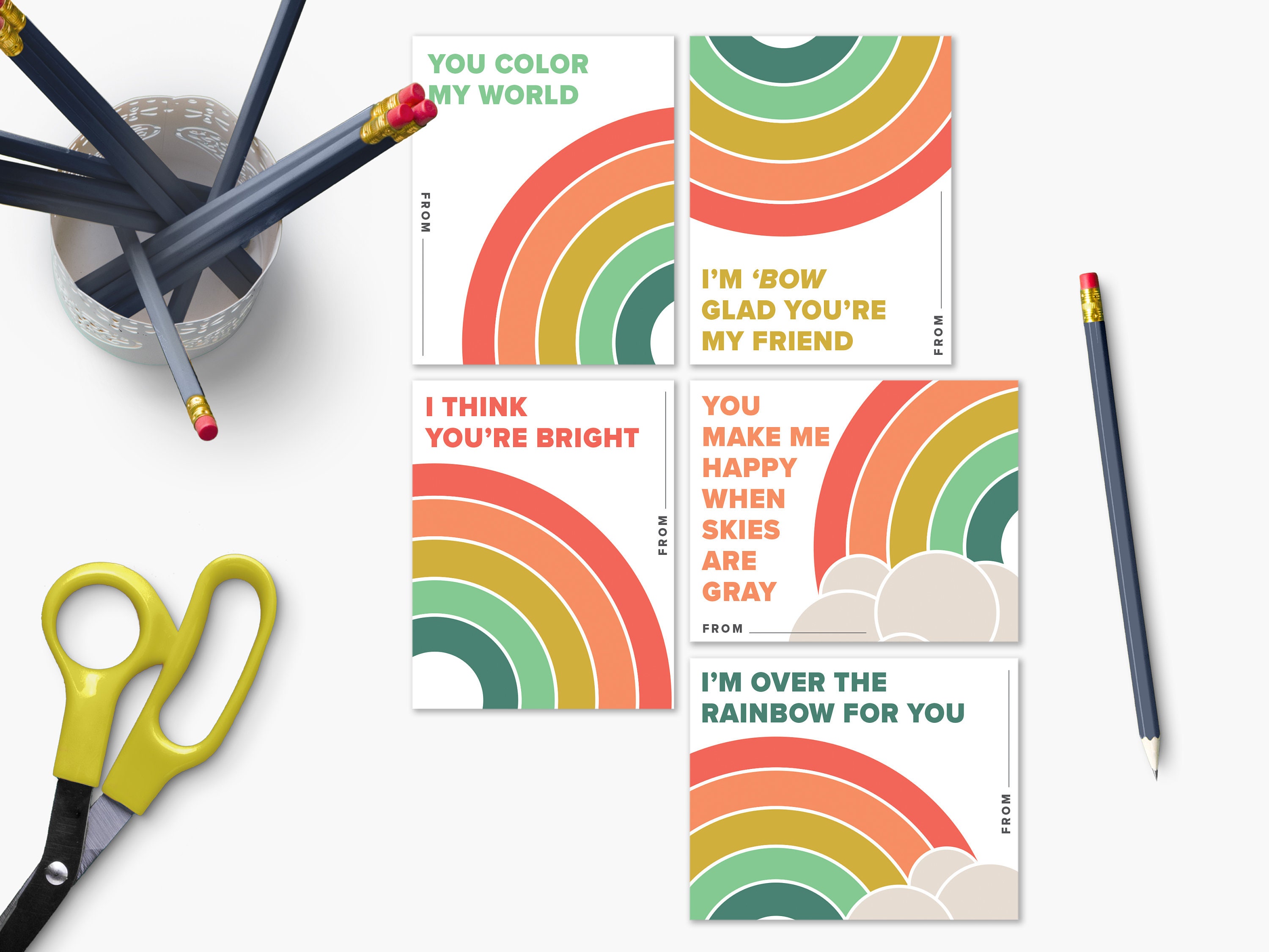 Boho Rainbow Printable Valentines for Kids School Classroom Girl Boy ...