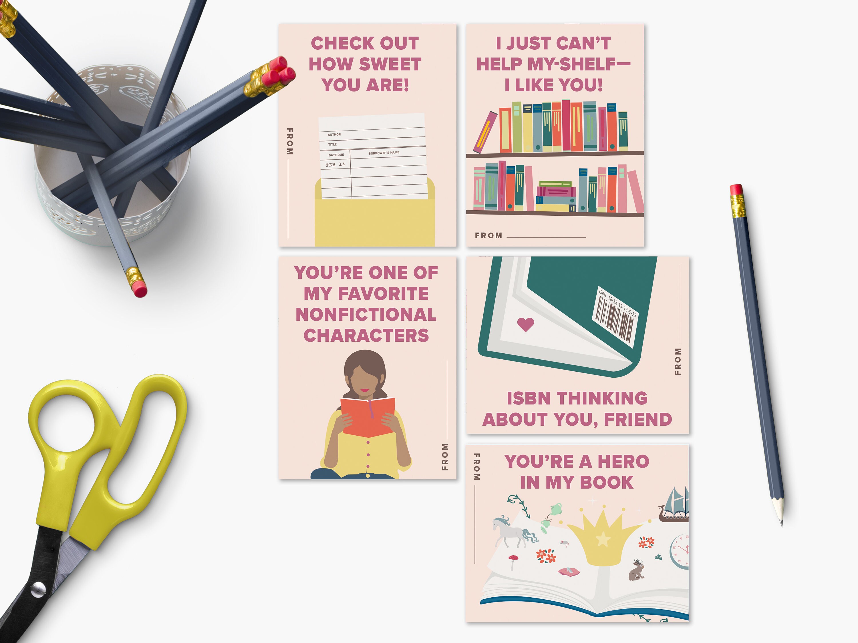Book Lover Printable Valentines for Kids School Classroom Girl Boy ...
