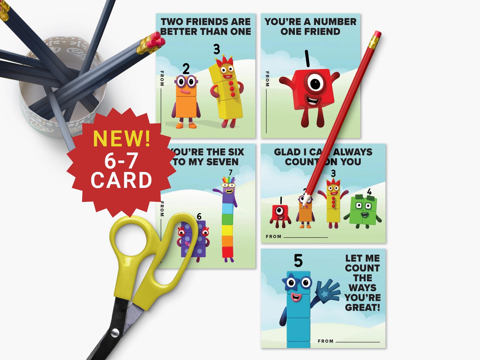 Numberblocks Printable Valentines for Kids School Classroom Girl Boy ...