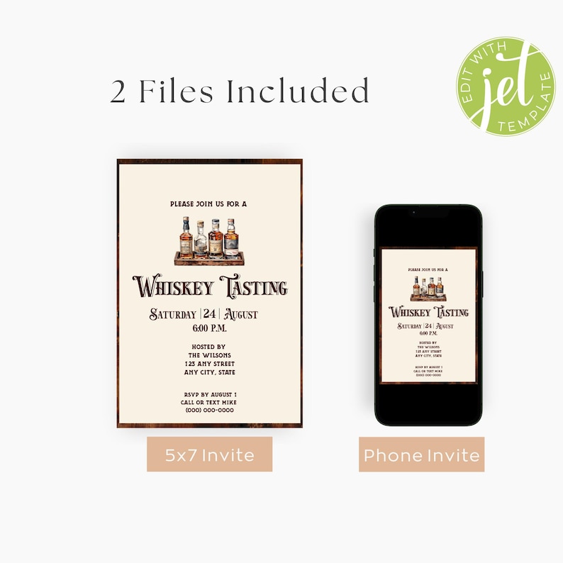 Editable Rustic Style Whiskey Tasting Party Invitation - Instant ...