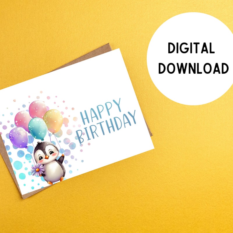Penguin Birthday Card - Etsy
