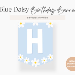 Editable Daisy Birthday Banner, Printable Bunting, Instant Download ...
