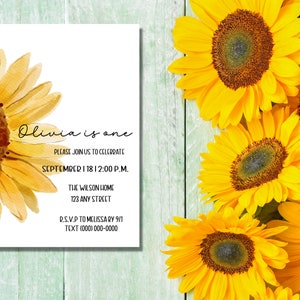 Editable Sunflower Birthday Invitation Template, Instant Download ...