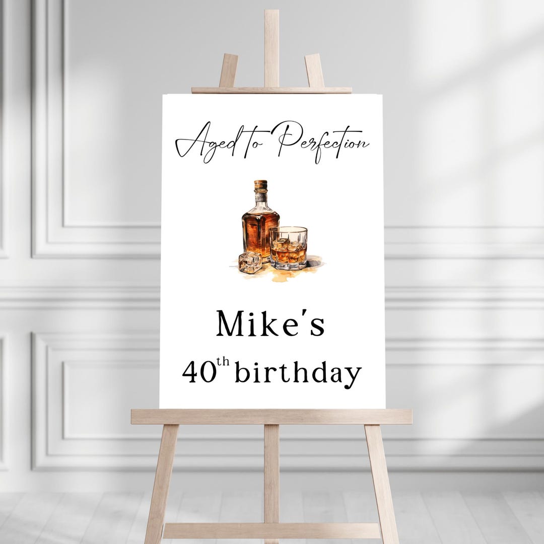 Aged to Perfection Birthday Sign, Whiskey and Bourbon Theme Party ...