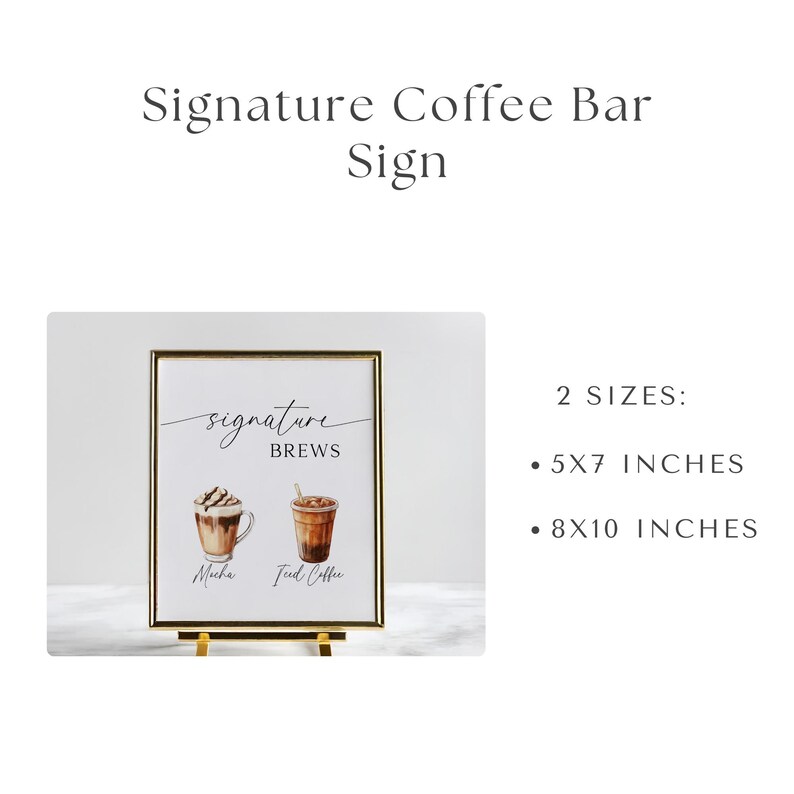 Signature Coffee Bar Sign, Editable Template, Printable Decor, Instant ...