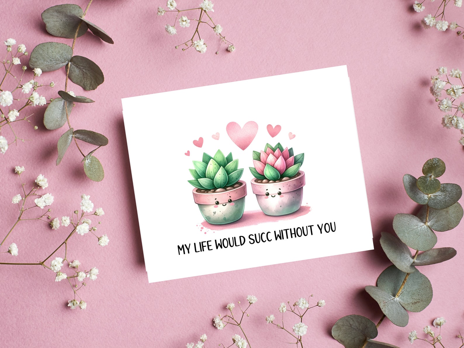 Printable Succulent Valentine's Day Card, Instant Download, Valentine ...