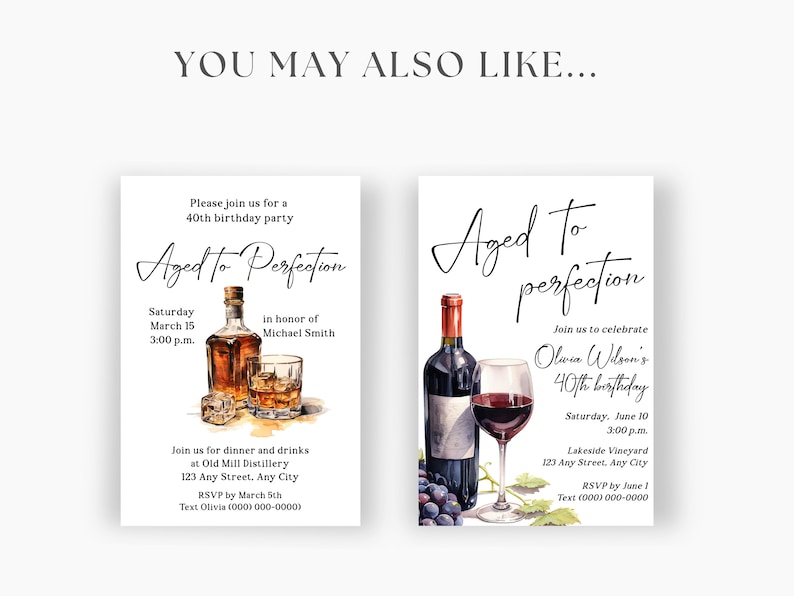 Editable Wine Birthday Invitation Template Printable Invitation Aged