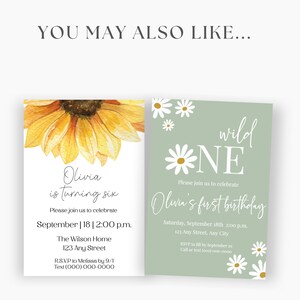 Editable Sunflower Birthday Invitation Template, Instant Download ...
