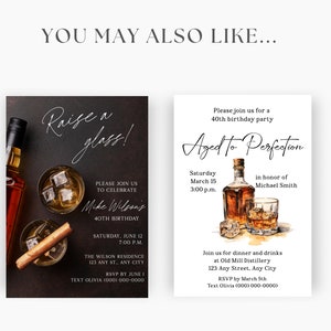 Whiskey & Cigars Birthday Invitation Template: Bourbon Retirement Party ...