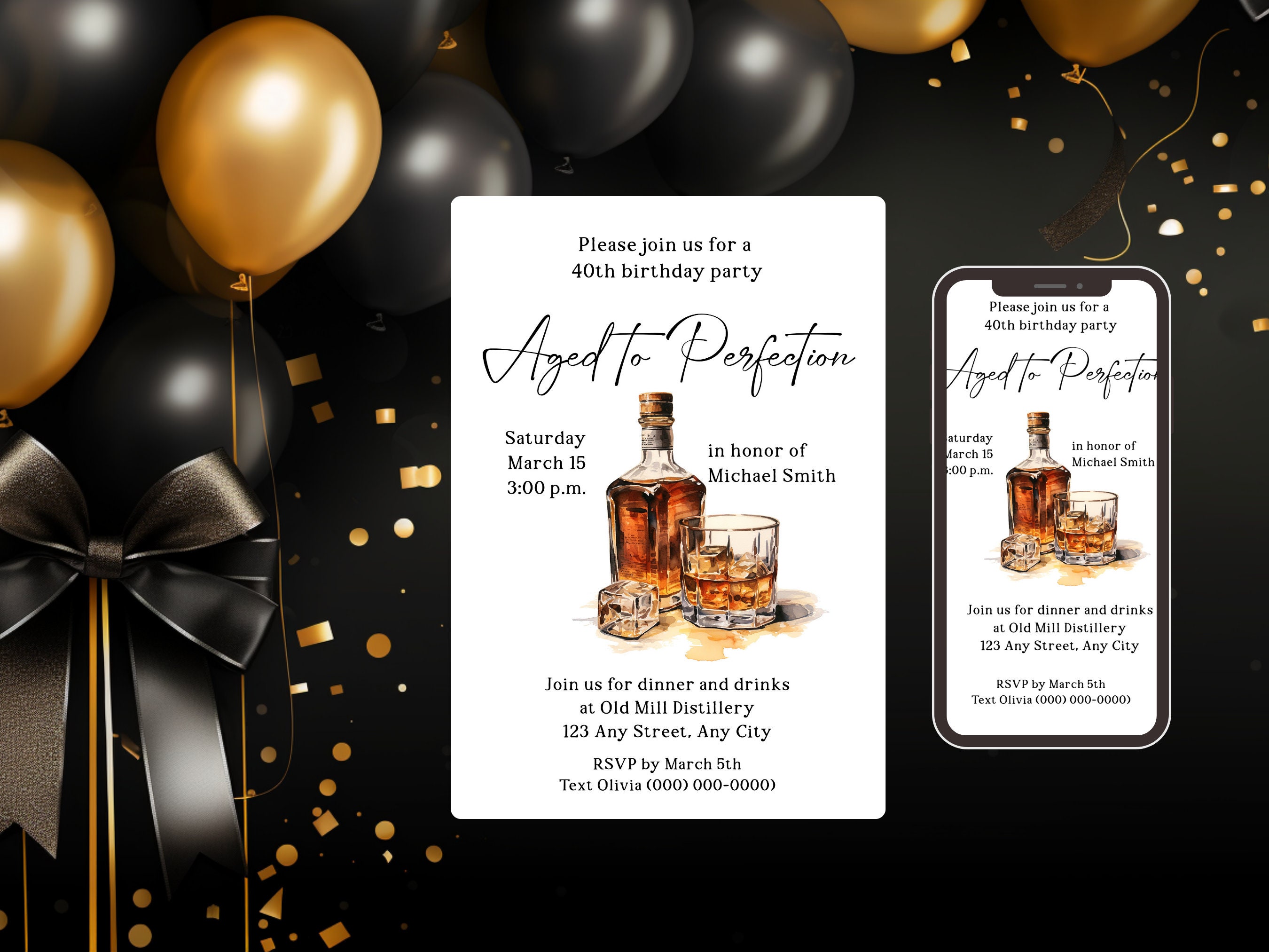 Editable Whiskey Birthday Invitation Template Printable Invitation For