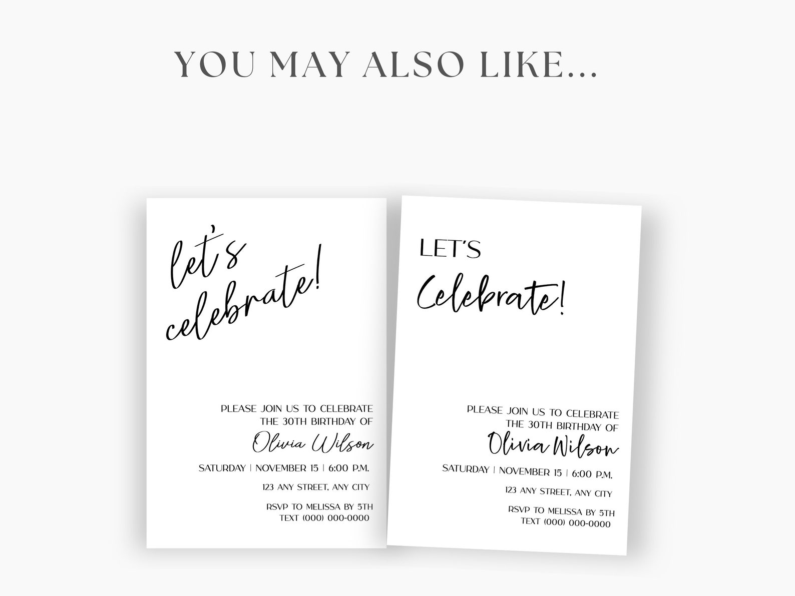 Editable Minimalist Birthday Invitation Template Modern - Etsy