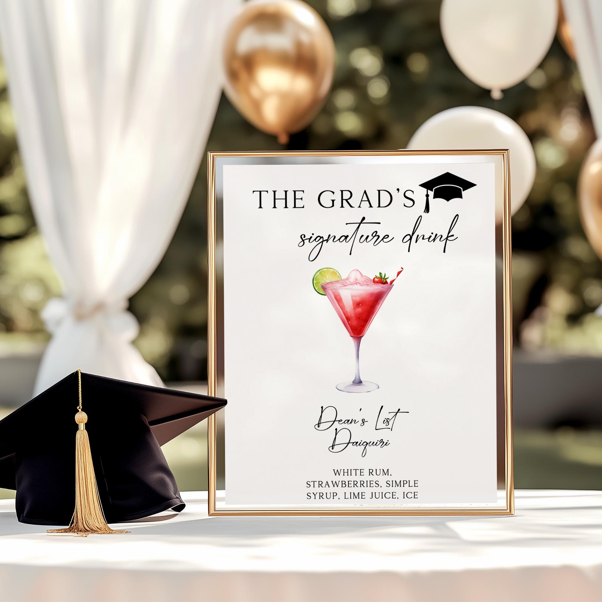 Graduation Signature Cocktail Sign: Editable Bar Menu Template - Etsy