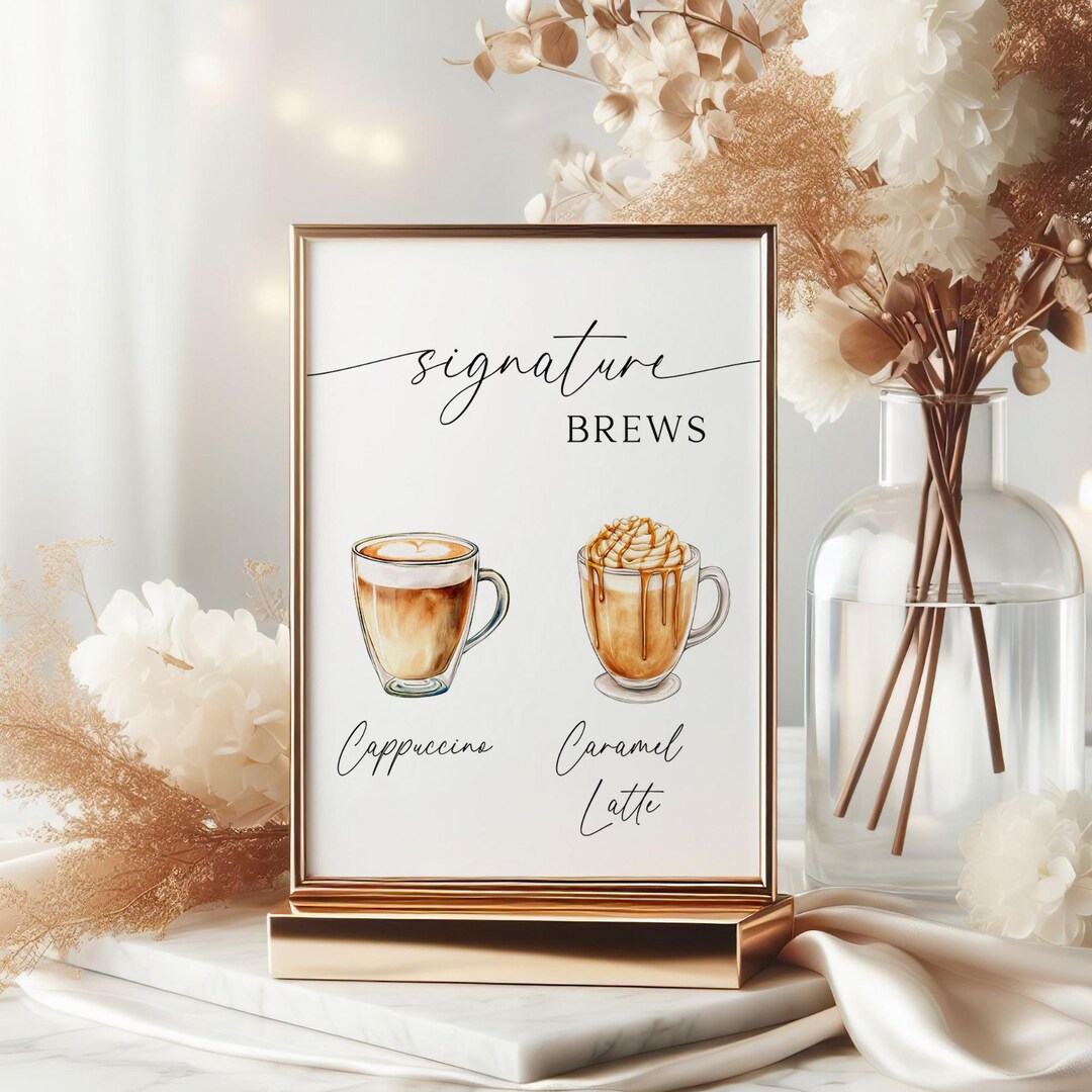 Signature Coffee Bar Sign, Editable Template, Printable Decor, Instant ...