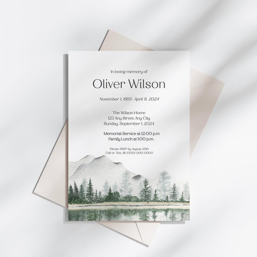 Celebration of Life Editable Invitation Template, Memorial, Instant ...
