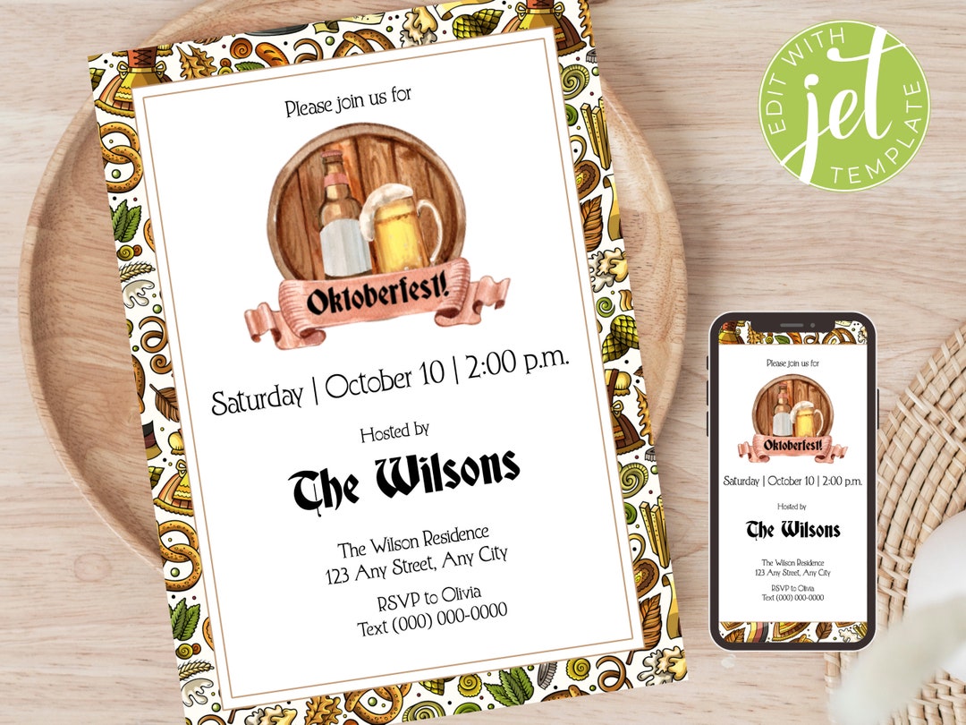 Editable Oktoberfest Invitation Template, Printable, Instant Download ...