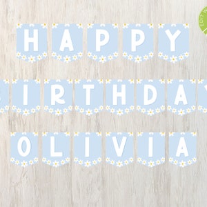 Editable Daisy Birthday Banner, Printable Bunting, Instant Download ...