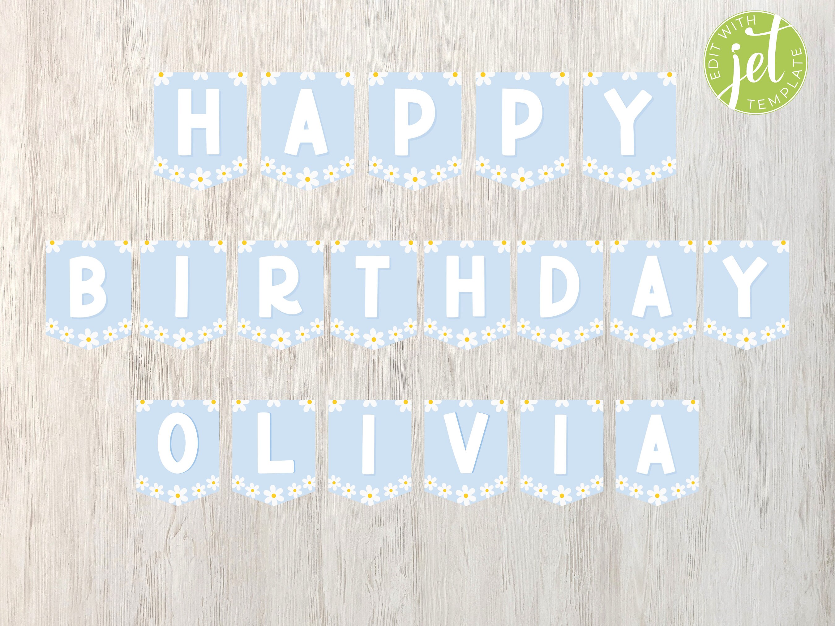 Editable Daisy Birthday Banner, Printable Bunting, Instant Download ...