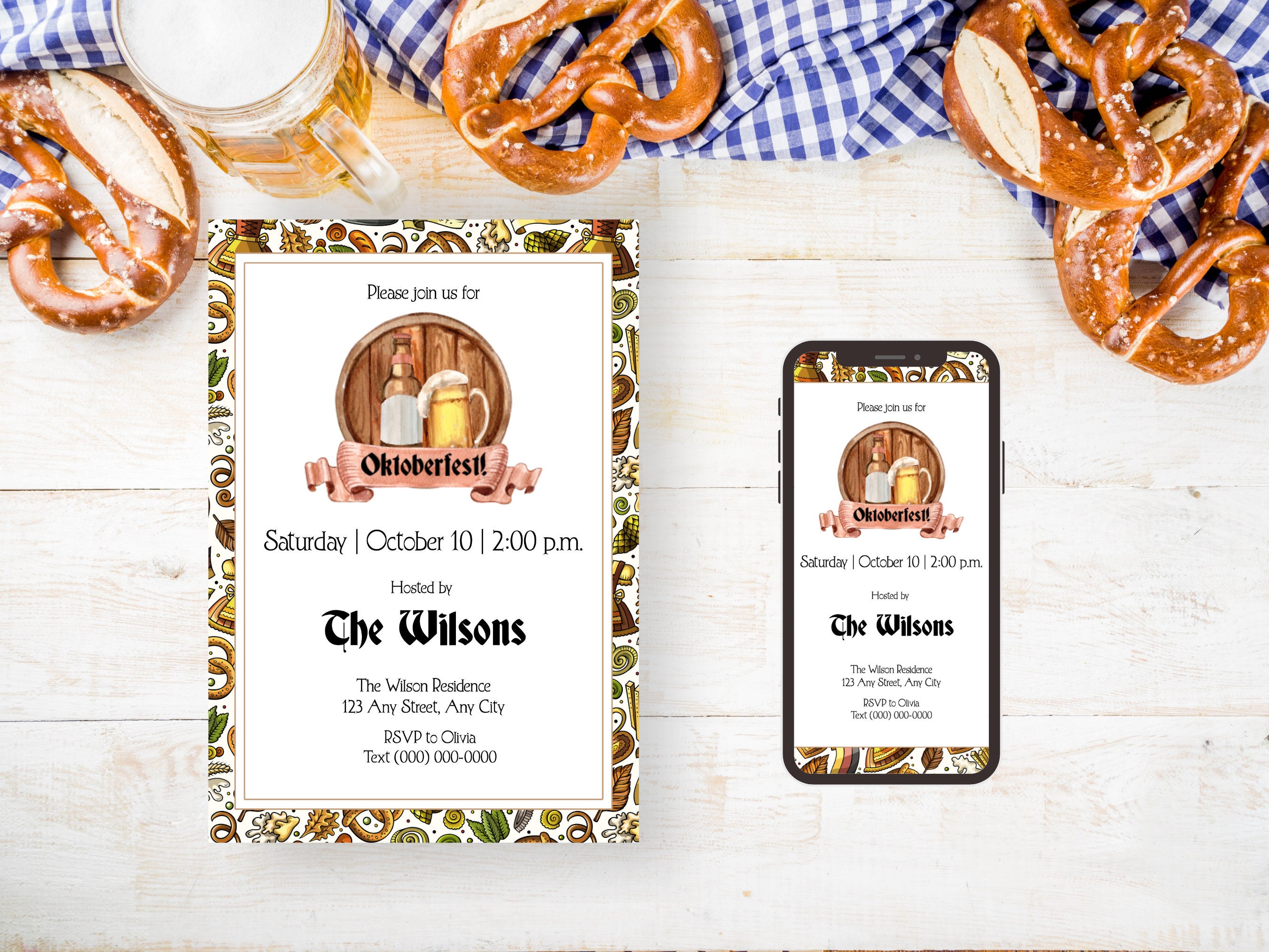 Editable Oktoberfest Invitation Template, Printable, Instant Download ...