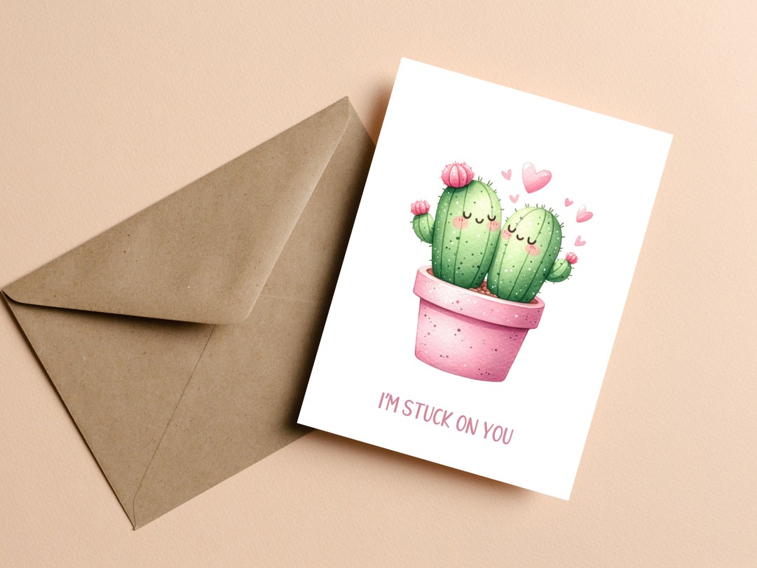 Printable Cactus Valentine's Day Card, Instant Download, Valentine ...