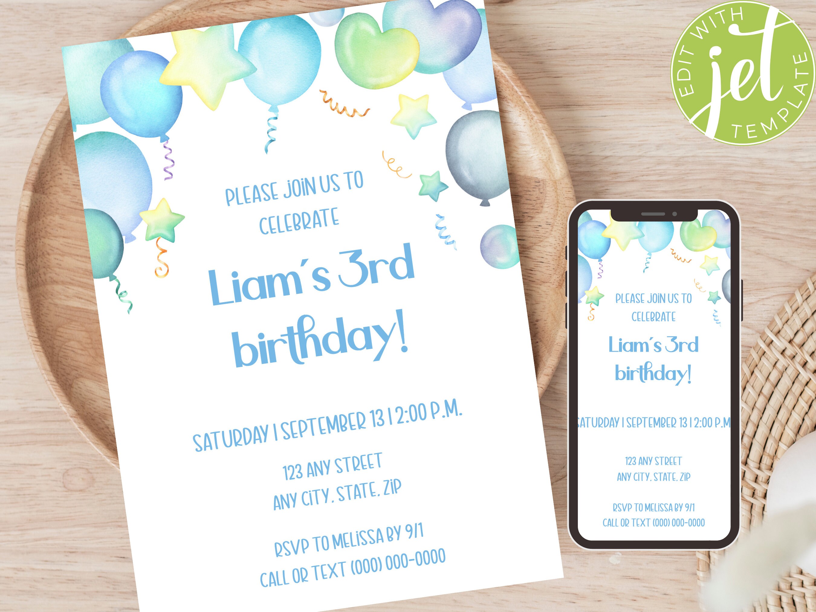 Editable Birthday Party Invitation Template Digital - Etsy