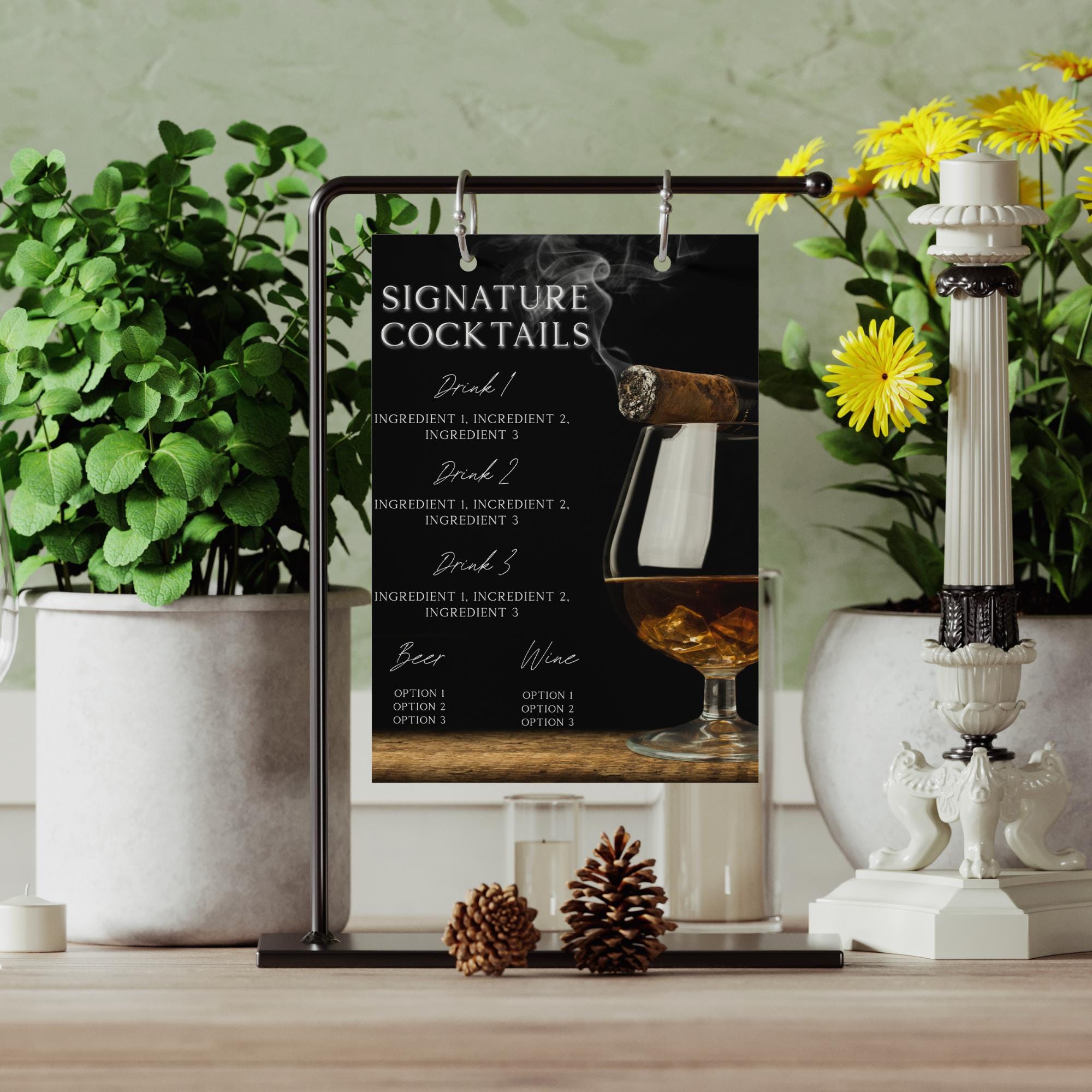 Whiskey & Cigars Cocktail Menu Sign: Editable Bar Print (8x10) - Etsy