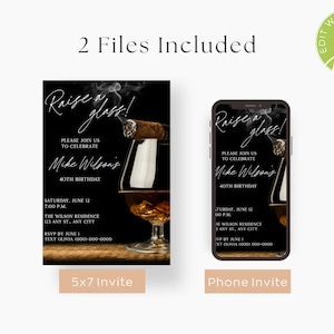 Whiskey & Cigars Birthday Invitation Template: Bourbon Retirement Party ...