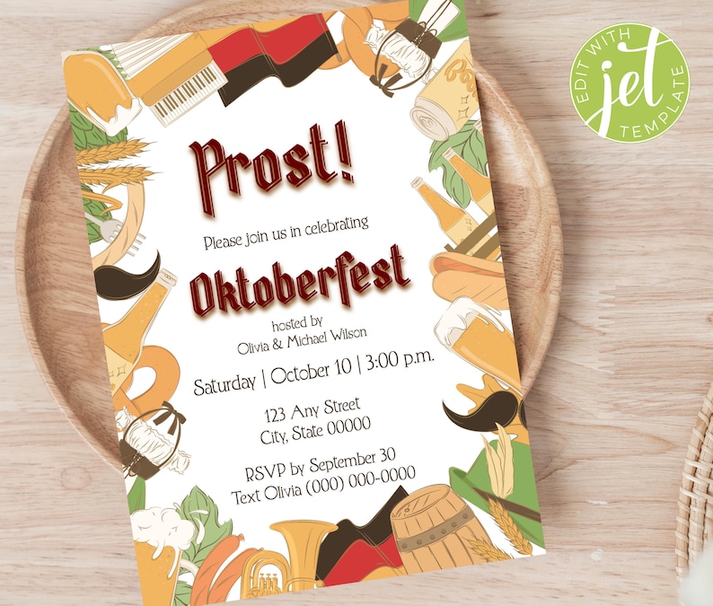 Editable Oktoberfest Invitation Template - DIY Party Invite Instant ...