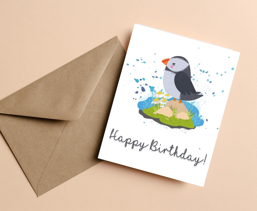 Puffin Birthday Card | Printable Birthday Card | Children's Card ...