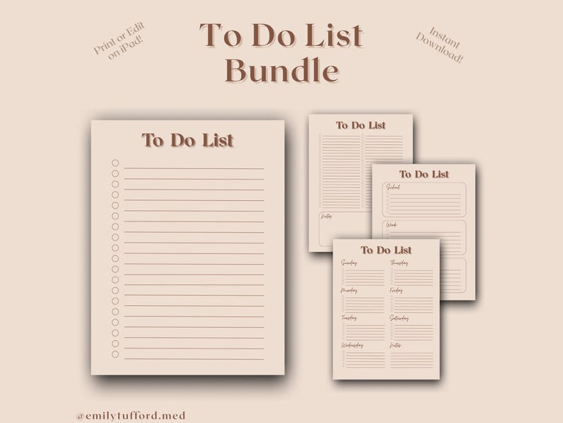 A5 to Do List Bundle, Minimalist Daily & Weekly Planner (digital ...