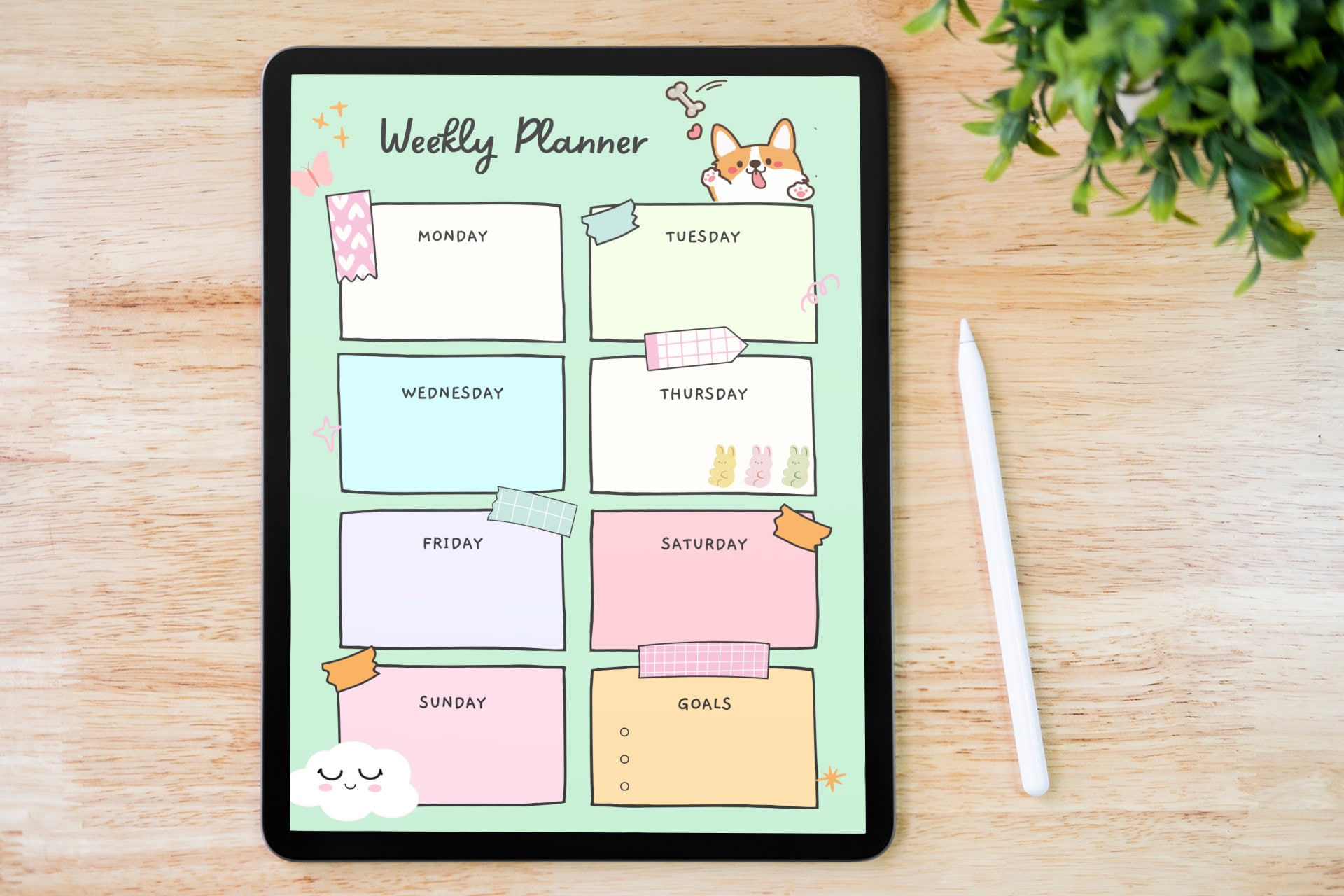 2023 Pastel Digital Planner 5 Page Digital Planner Cute - Etsy