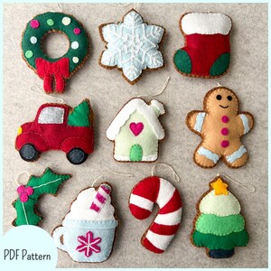 Christmas Felt Ornament Bundle. Pattern Template and Sewing Guide ...