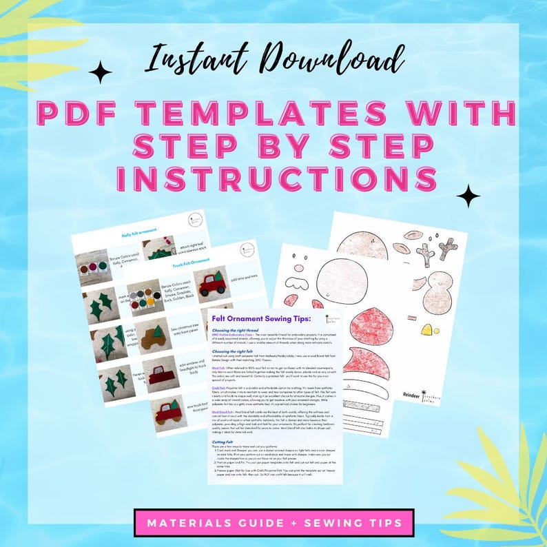 Felt Ram Head Ornament PDF Template Pattern & Instructions – Festive ...