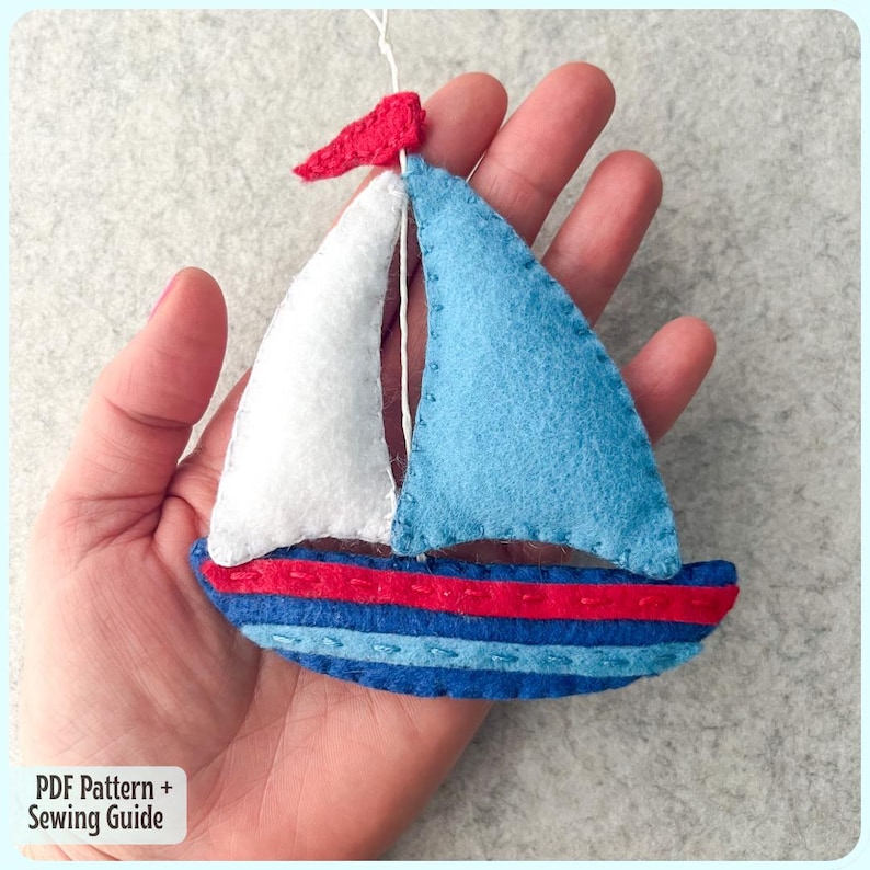 Nautical Coastal Felt Ornament Pattern Template With Sewing Guide ...